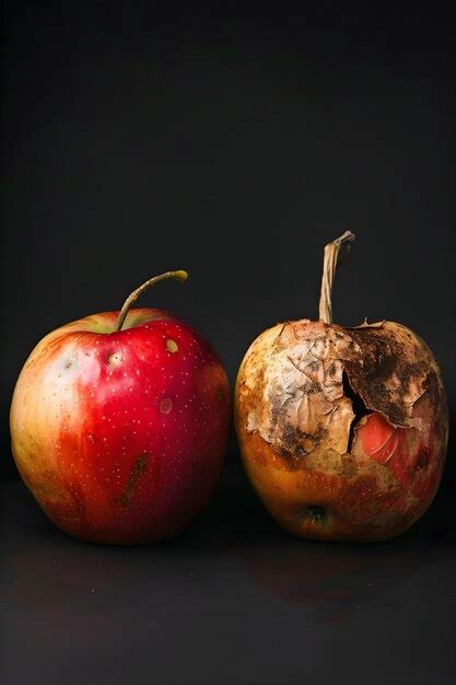 Contrasting States Of Freshness A Visual Comparison Of A Pristine Apple