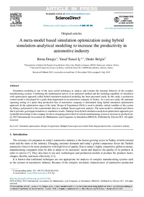 Pdf A Meta Model Based Simulation Optimization Using Hybrid