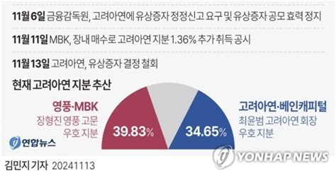 그래픽 고려아연 유상증자 철회 일지