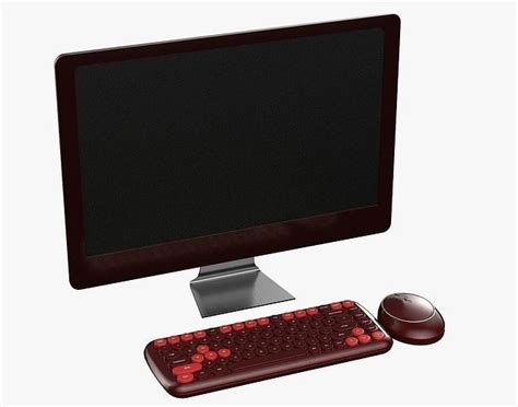 Wireless Pc Set Monitor Keyboard Mouse Red Wine Version 3d Model Cgtrader