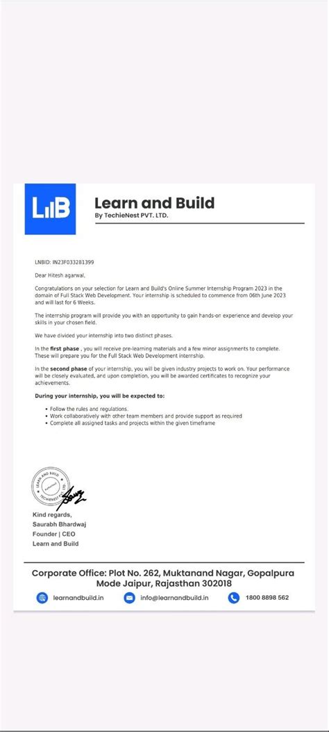 Hitesh Agarwal On Linkedin Learnandbuild Summerinternship2023 Webdevelopment Programminglife