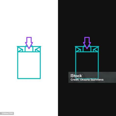 흰색과 검은 색 배경에 고립 된 녹색과 보라색 라인 종이 쇼핑 가방 아이콘 패키지 기호입니다 벡터 일러스트레이션 가방에 대한 스톡 벡터 아트 및 기타 이미지 Istock