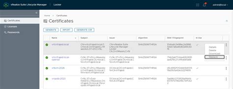 Generate And Replace Log Insight Certificates Vtam