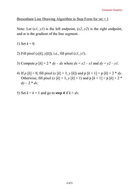 Bresenham Line Drawing Algorithm Pdf