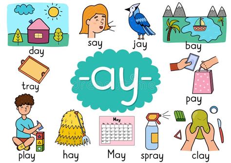 Ay Words Worksheet Stock Illustrations 3 Ay Words Worksheet Stock