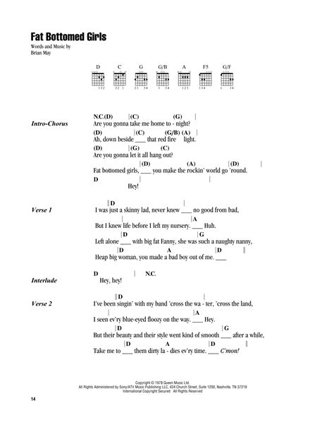 Fat Bottomed Girls By Queen Guitar Chords Lyrics Guitar Instructor