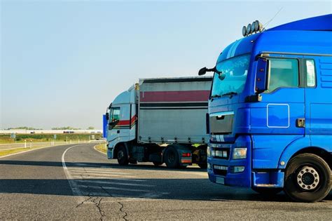 Premium Photo Trucks In The Asphalt Road Of Poland Lorry Transport