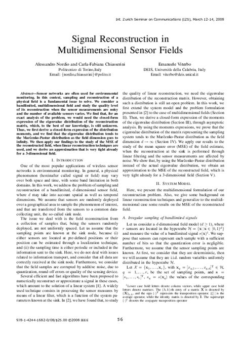 Pdf Signal Reconstruction In Multidimensional Sensor Fields