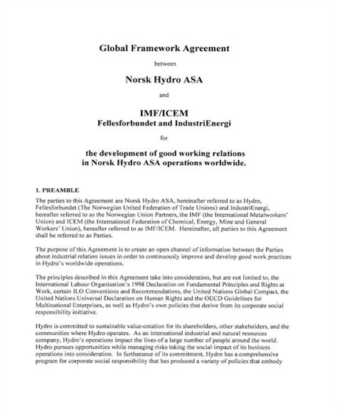 Framework Agreement Template 11 Free Pdf Word Format Download