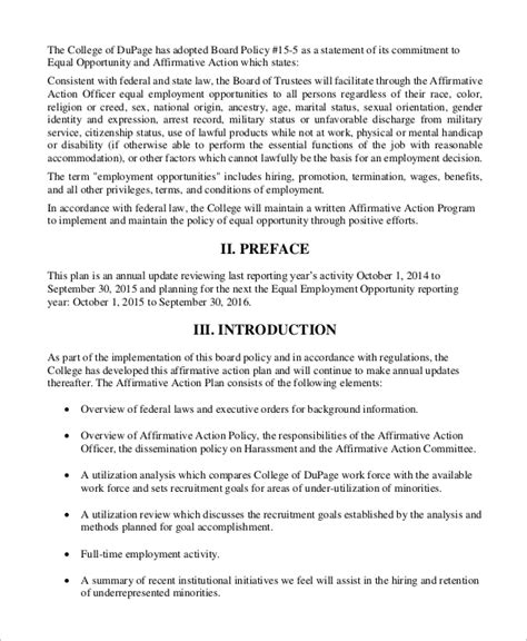 Free 9 Sample Affirmative Action Plan Templates In Ms Word Pdf