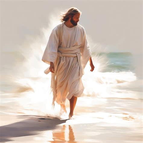 Jesús Caminando Sobre El Mar De Galilea Foto Premium