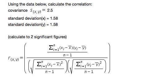 Solved Using The Data Below Calculate The Correlation Chegg