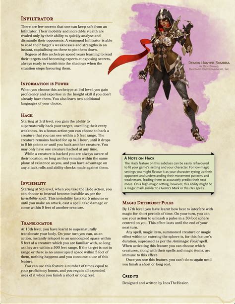 [oc] Rogue Subclass Based On Sombra From Overwatch The Infiltrator R