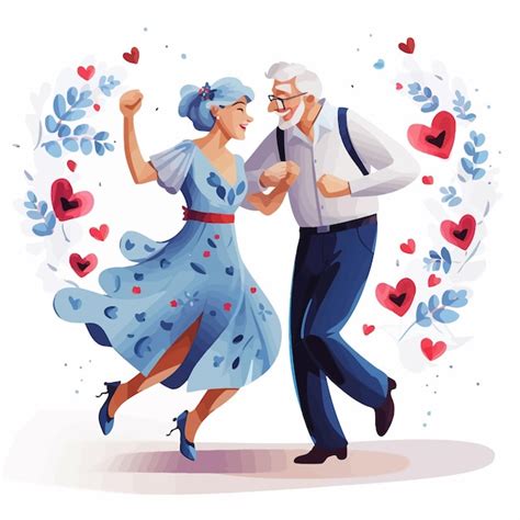 Карикатура бабушка и дедушка красивый танц вектор Премиум векторы