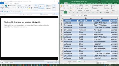 windows 10 arranging two windows side by side efficiency 365