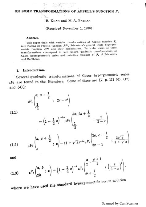 Pdf On Some Transformations Of Appells Function F 4