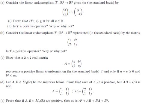 solved a consider the linear endomorphism t r2 r2 given