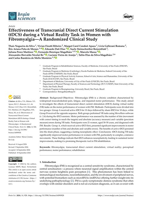 Pdf Effectiveness Of Transcranial Direct Current Stimulation Tdcs