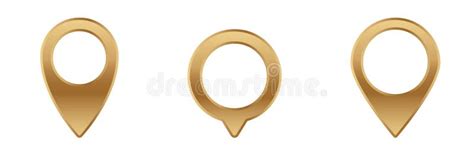 Golden Map Marker Icons Representing Navigation And Location Pinpoints In Digital Interfaces
