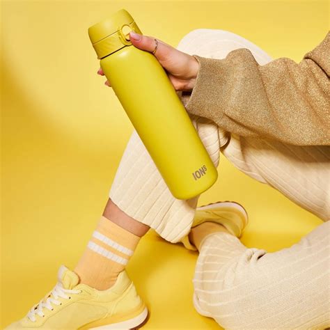 Water Bottle Stainless Steel 920 Ml Yellow Ion8 Kitchenshop