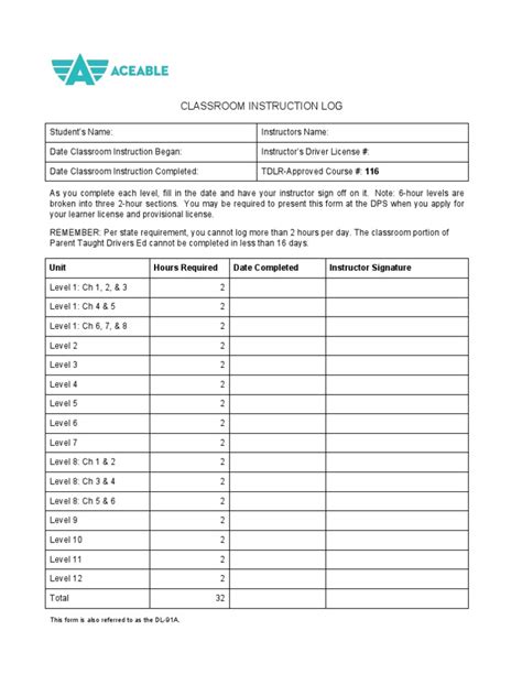 Classroom Instruction Log Pdf