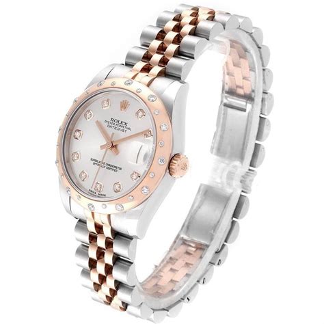 Rolex Datejust 31 Midsize Steel Everose Gold Diamond Ladies Watch