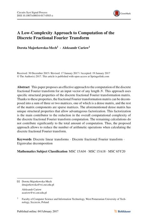 pdf a low complexity approach to computation of the discrete