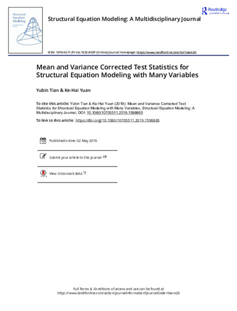 Pdf Mean And Variance Corrected Test Statistics For Structural