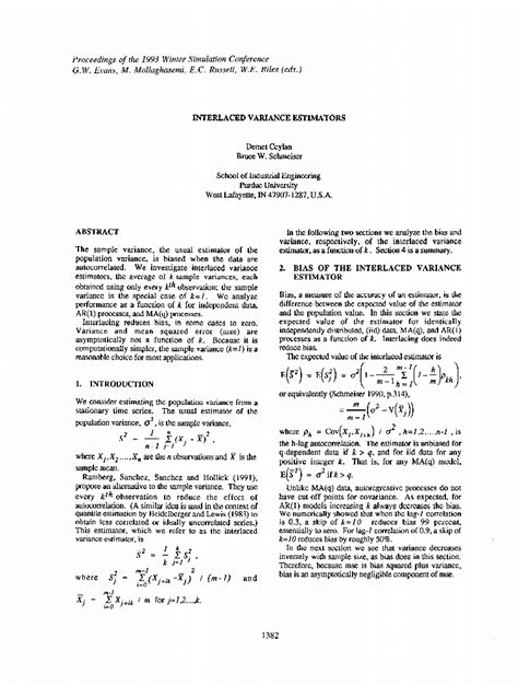 Interlaced Variance Estimators Ieee Conference Publication Ieee Xplore