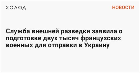 Служба внешней разведки заявила о подготовке двух тысяч французских военных для отправки в Украину