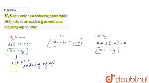 H 2 S Acts Only As A Reducing Agent While So 2 Acts As An Oxidising
