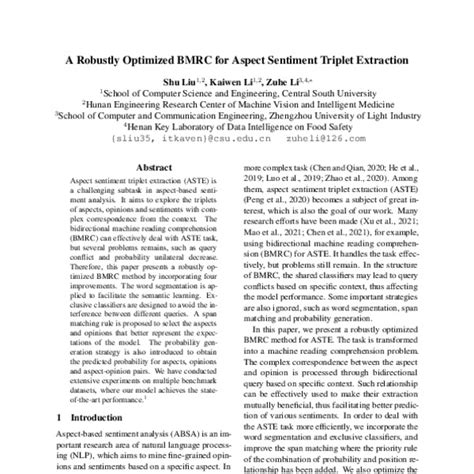A Robustly Optimized Bmrc For Aspect Sentiment Triplet Extraction Acl