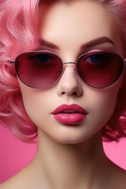 A Woman With Pink Hair Wearing A Pair Of Sunglasses Premium Ai
