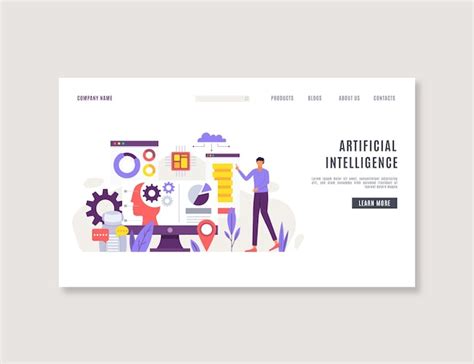인공 지능 방문 페이지 디자인 템플릿 무료 벡터
