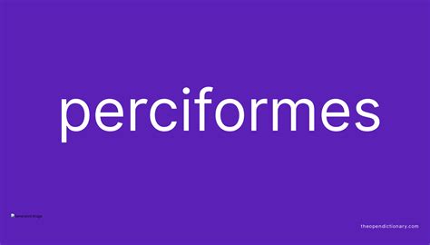 Perciformes The Open Dictionary