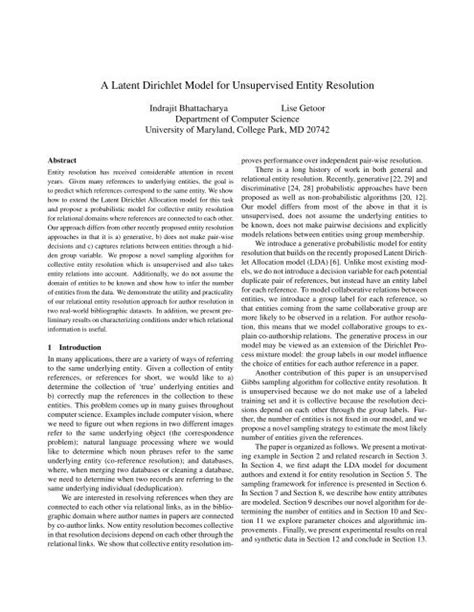 A Latent Dirichlet Model For Unsupervised Entity Resolution Linqs