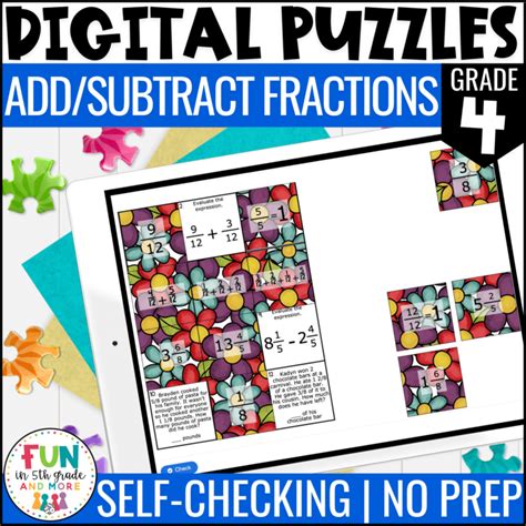 Add And Subtract Fractions Math Review Puzzles 4th Grade Digital Worksheets Library