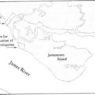 1 Map Of Jamestown Island Showing The Locations Of The Jam~stown