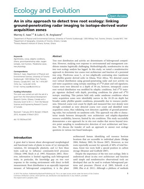 pdf an in situ approach to detect tree root ecology linking ground