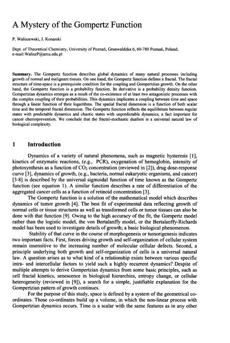 Pdf A Mystery Of The Gompertz Function