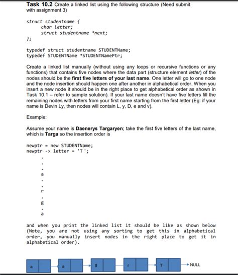 Solved Task 102 Create A Linked List Using The Following