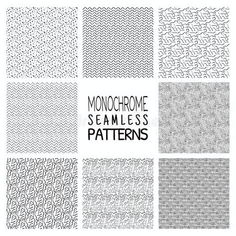Geometric Monochrome Seamless Background Patterns Stock Vector Illustration Of Paper Hipster