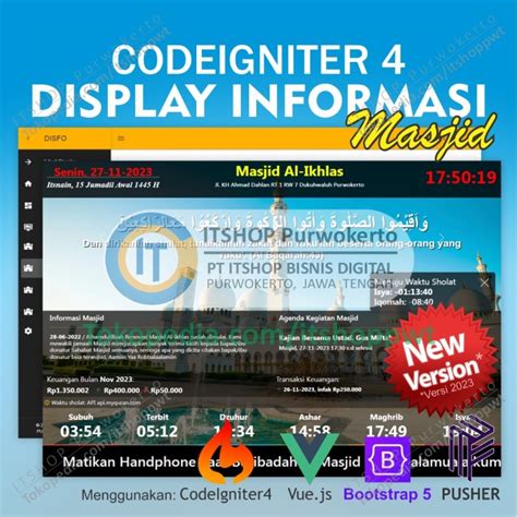 Jual Source Code Aplikasi Web Display Informasi Masjid Codeigniter 4