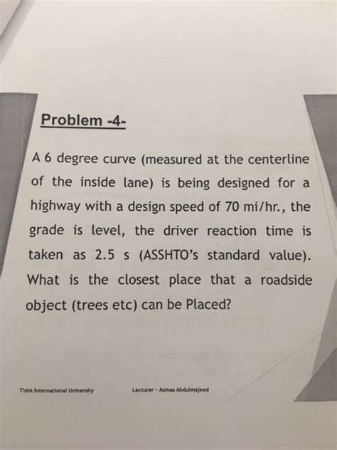 Solved Problem 4 A 6 Degree Curve Measured At The Chegg Com