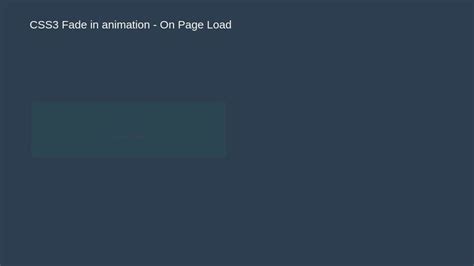 Css3 Fade In Animation On Page Load