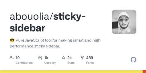 github abouolia sticky sidebar 😎 pure javascript tool for making