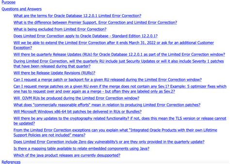oracle 12 2 0 1 clarification for limited error correction support
