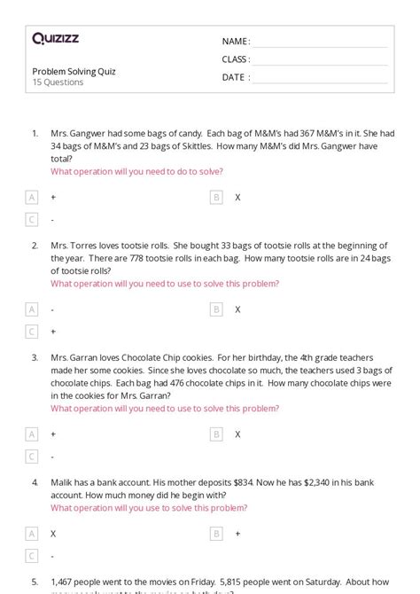 50 solving inequalities worksheets for 4th class on quizizz free