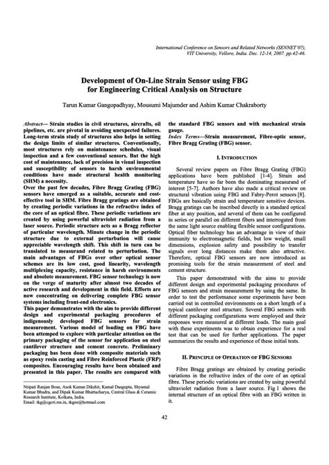 Pdf Development Of On Line Strain Sensor Using Fbg For Engineering