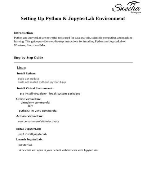 Setting Up Python And Jupyterenvironment Pdf Technology And Engineering